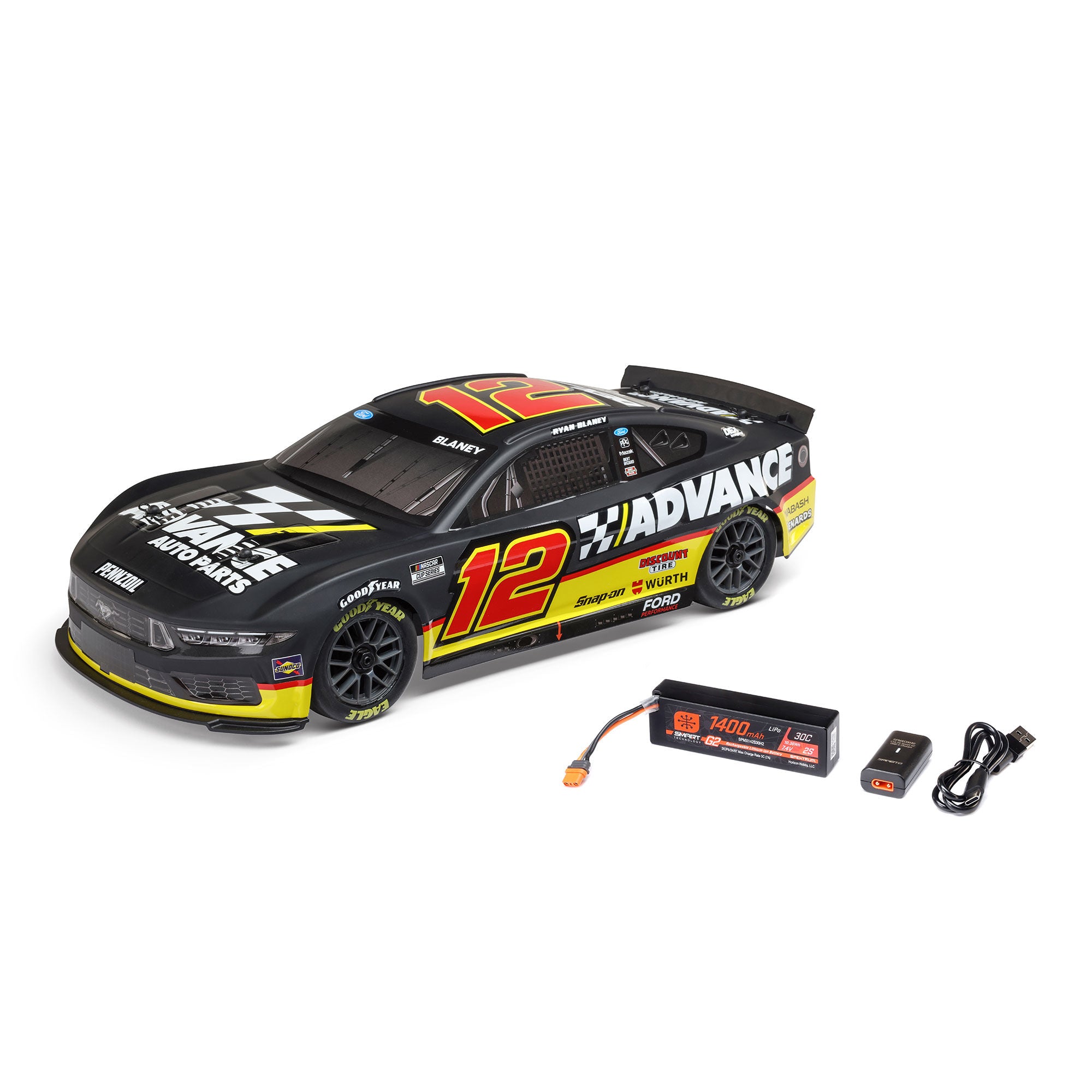 1/12 NASCAR RC Race Car Ryan Blaney No. 12 2025 Advance Auto Ford Must ...